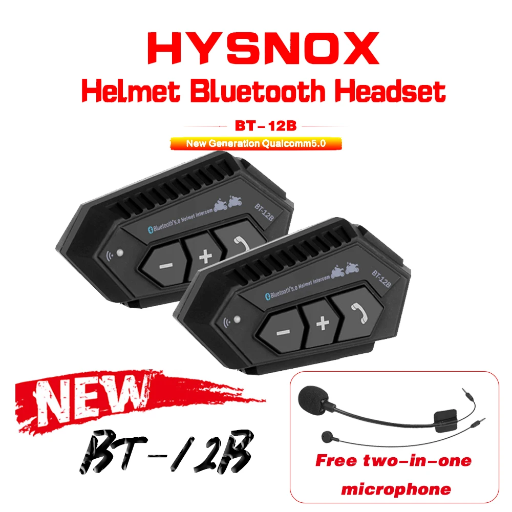 Motorcycle Helmet Intercom Bluetooth 5.0+CSR Headset 2000mah Battery ...