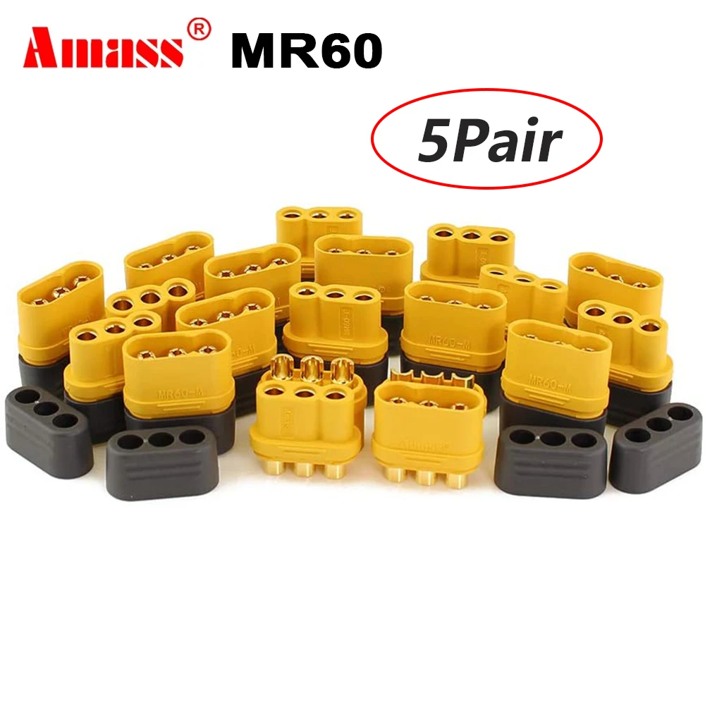 Amass MR60 커넥터 플러그 암수 커넥터, 3.5 불릿 커넥터, RC 모델 모터 ESC 연결용, 5 쌍|부품 & 액세서리| - AliExpress