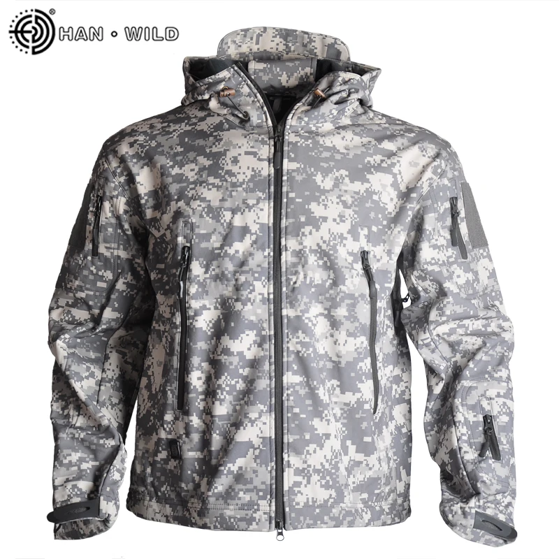 Han Wild Men's Windbreaker Jackets Fleece Waterproof Military Hooded ...