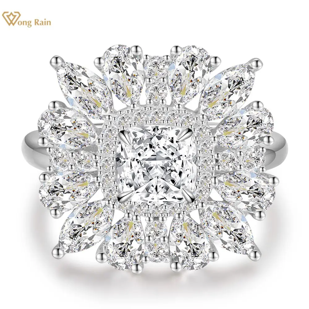 Wong Rain 100% 925 Sterling Silver Crushed Ice Cut High Carbon Diamonds ...