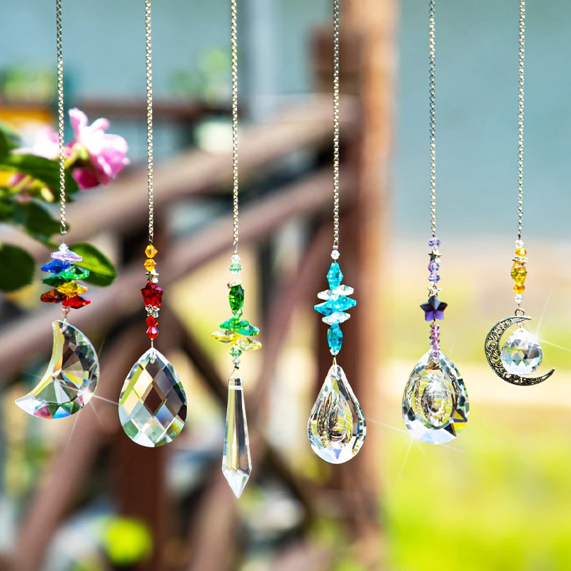 H&d 6pcs Crystal Star & Moon Suncatchers Gift Rainbow Maker Glass ...