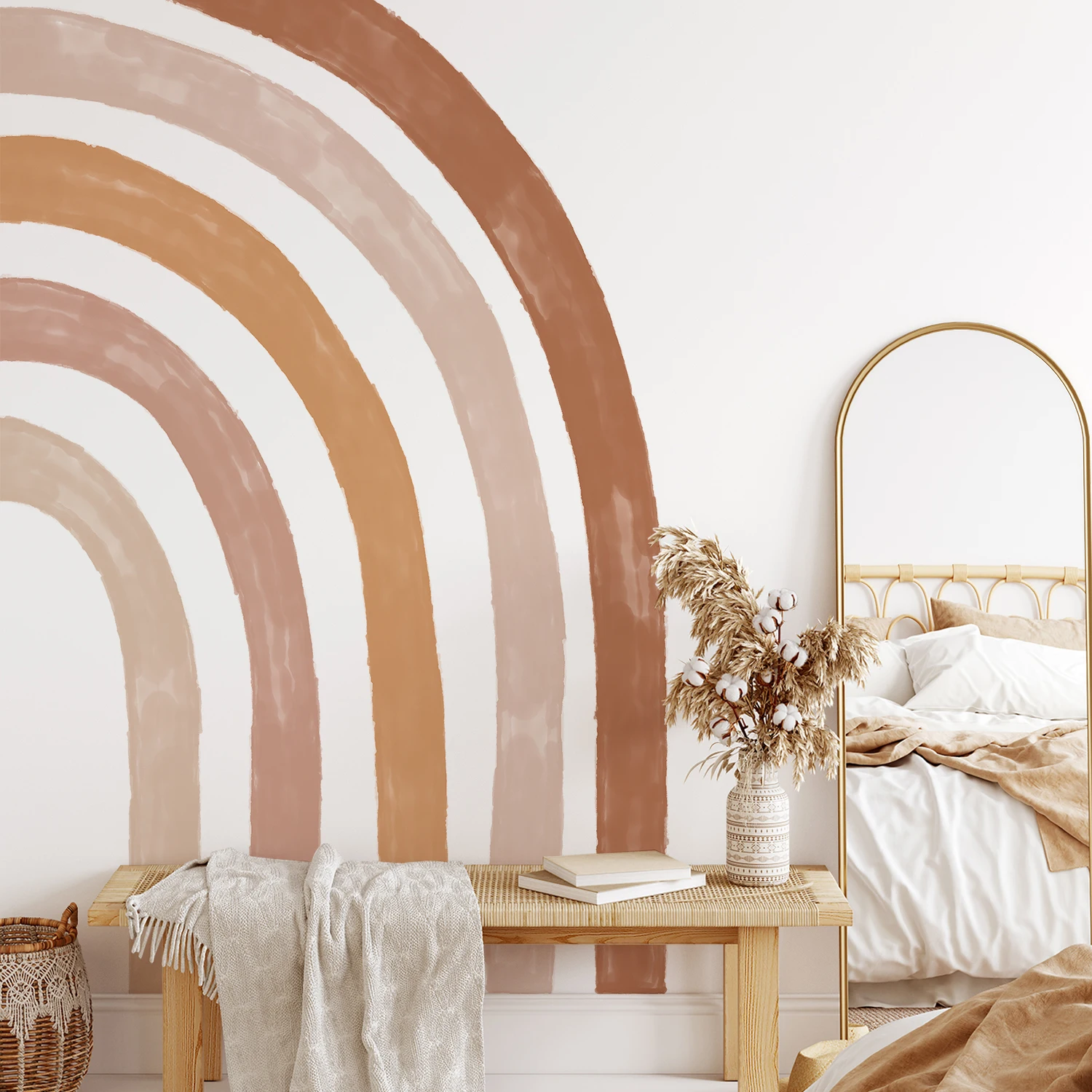 Funlife®Boho arco íris mural da parede sem emenda adesivos de parede ...