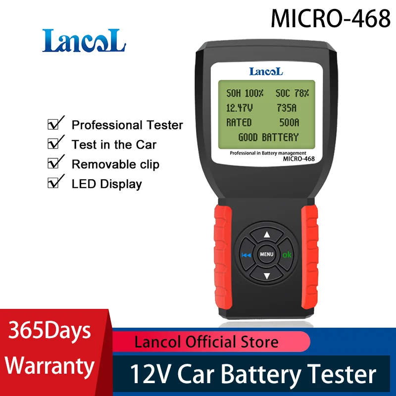 Lancol Micro468 12v Car Battery Tester Diagnostic Tool Soh Soc Cca Car ...