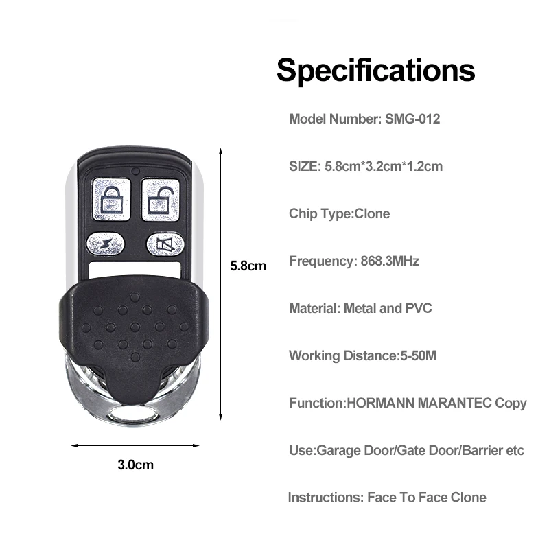 Hormann 868 For hs1 hs2 hs4 hse2 Control Remote Garage Clone HORMANN ...
