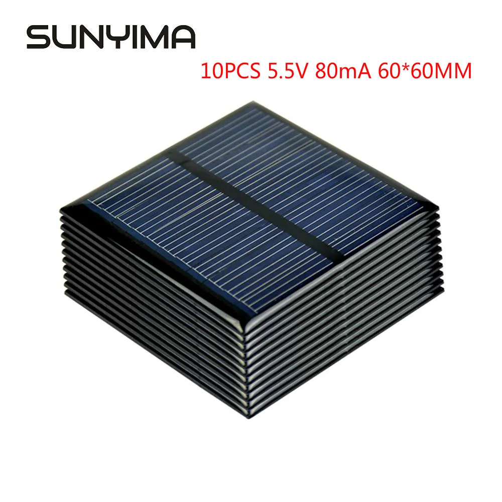 SUNYIMA-10PCS-5-5V-80mA-Polycrystalline-Solar-Panel-60-60mm-Mini-Solar ...