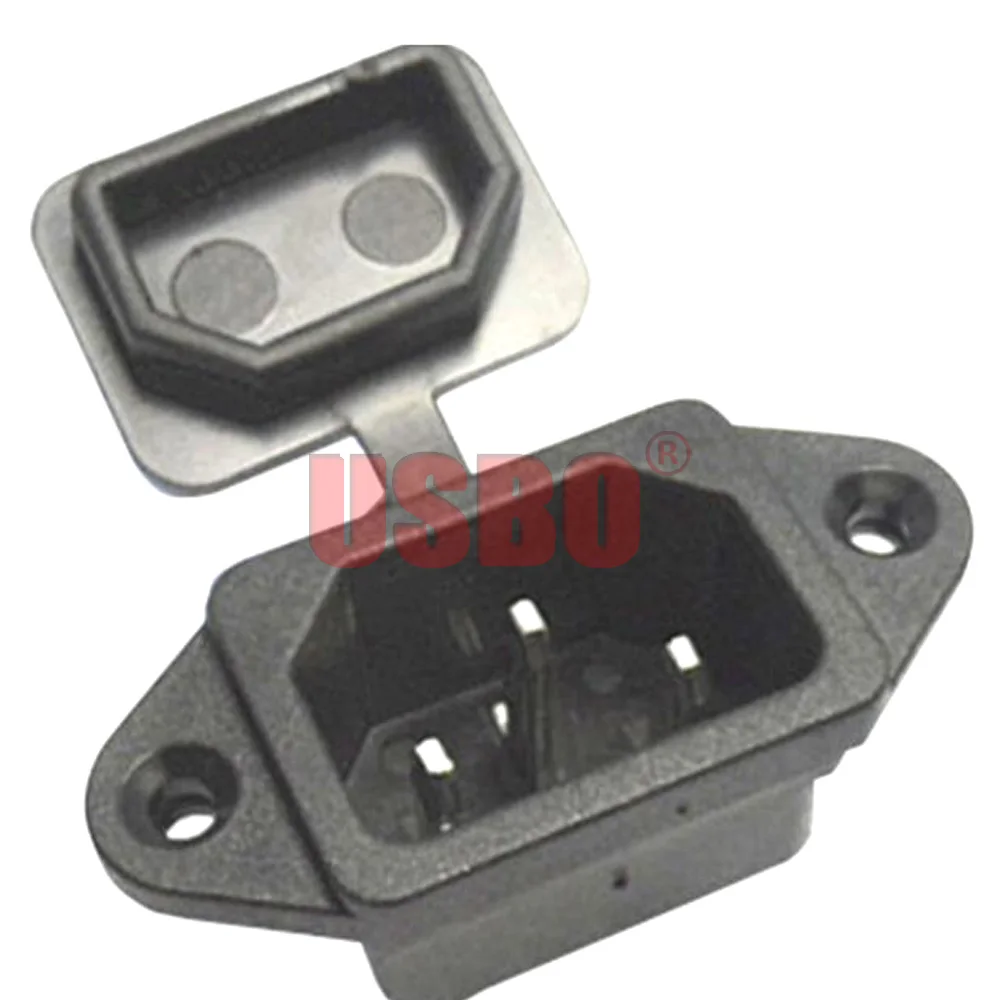 Black-10A-250V-with-waterproof-dust-cover-AC-power-socket-screw-hole ...