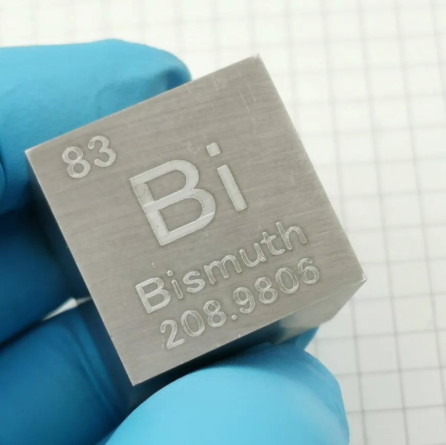 Bismuth metal in the periodic table Cube one inches and weight is about ...