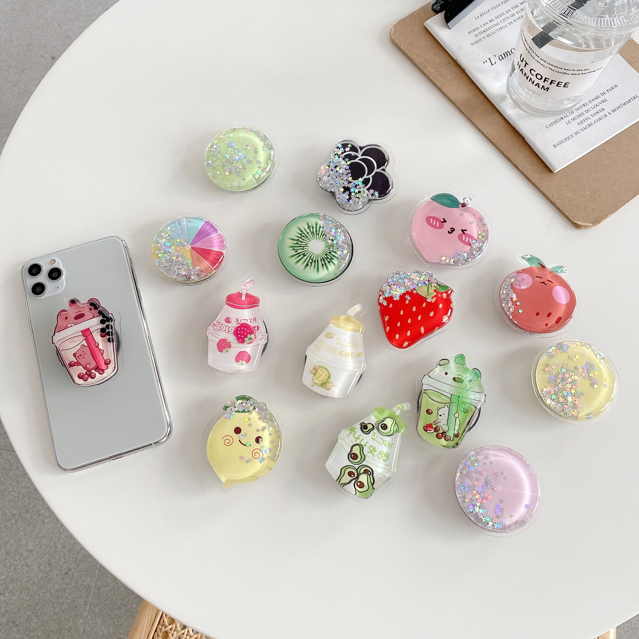 Fruit Glitter Jelly Liquid Quicksand Phone Stand Holder For Iphone ...