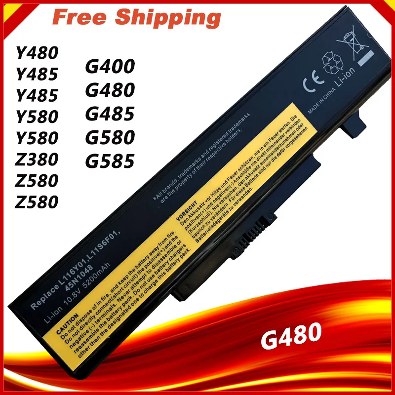 Laptop Battery For Lenovo Ideapad Y480 G500 G710 G700 Z580 G480 G585 ...