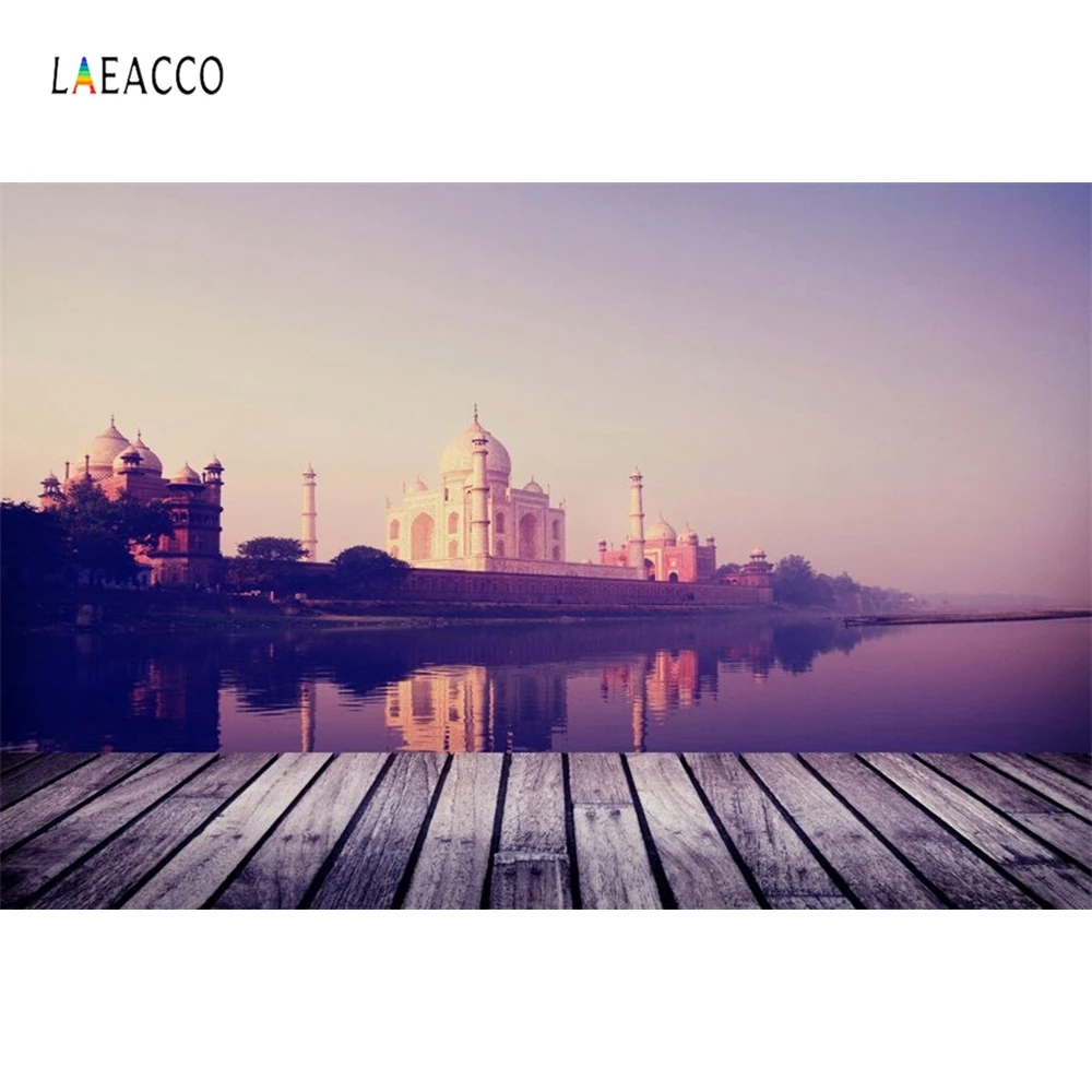Laeacco Indian Taj Mahal Scenic Wood Floor Photography Backgrounds ...