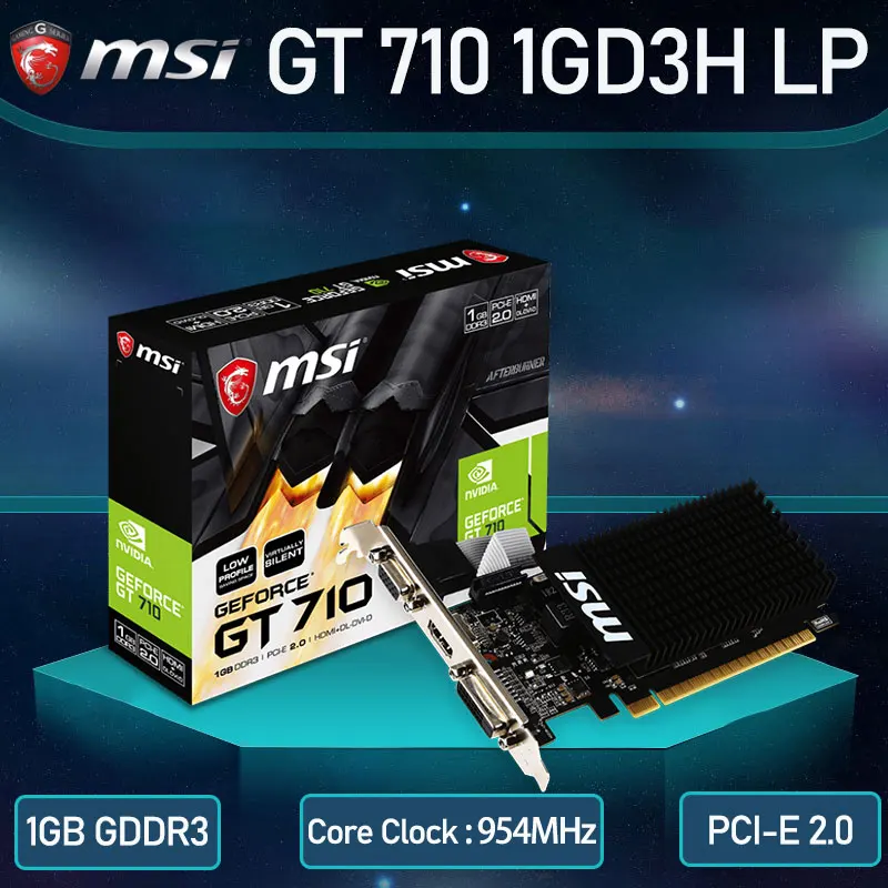 MSI GT 710 1GD3H LP 1GB GDDR3 Heat Sink Graphics Card 64-bit HDCP VGA ...