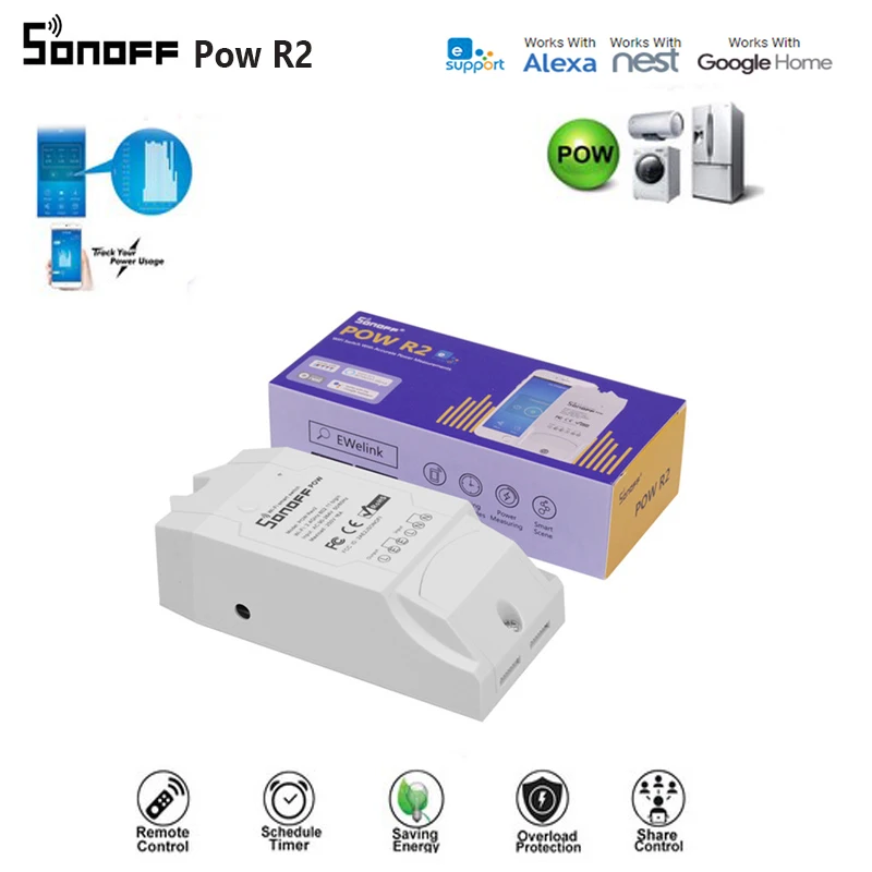 Sonoff Pow R2 15A 3500 Вт Wifi смарт-коммутатор Высокая точность энергопотребление измерительный ...