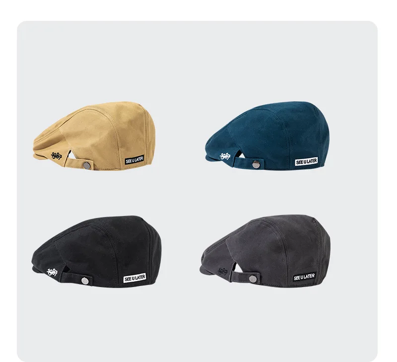 Casquette,Béret pour homme et femme,avec lettres imprimées,noir,bleu ...