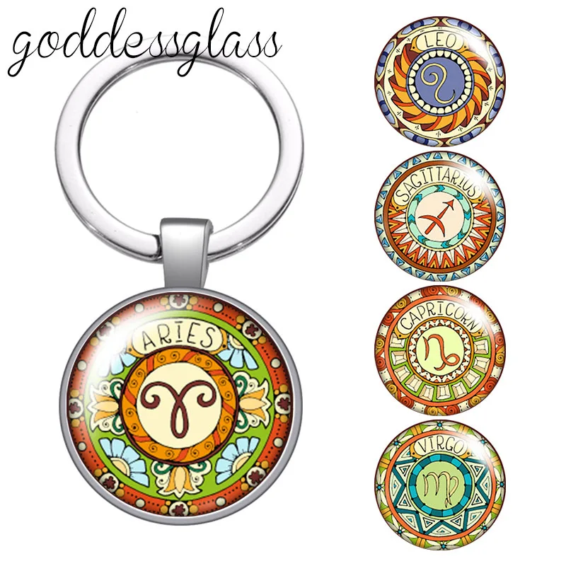 12-constellations-Retro-style-Zodiac-Signs-round-glass-cabochon ...