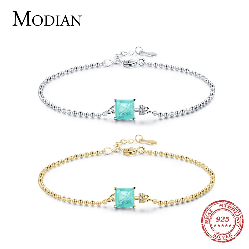 Modian 2021 New Real 925 Sterling Silver Luxury Square Tourmaline Beads ...