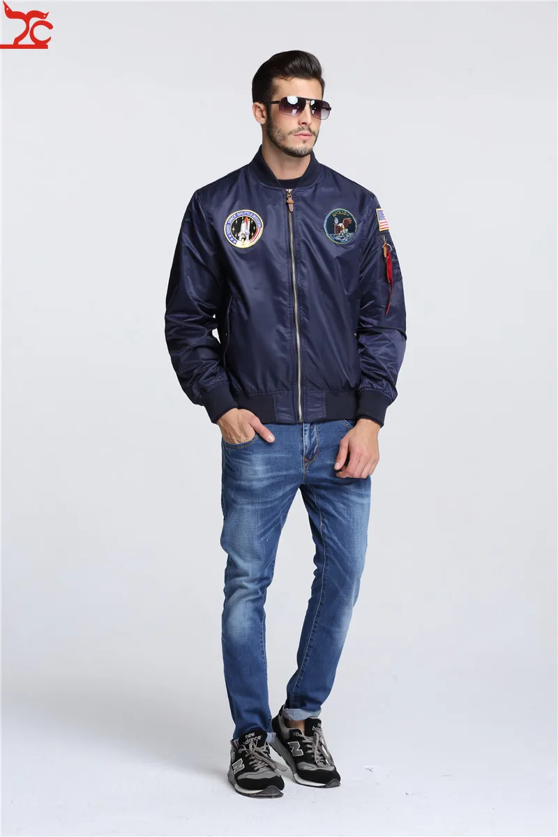 Chaqueta de bombardero Apollo Thin 100th SPACE SHUTTLE MISSION Thin MA1, Hiphop US Air Force ...