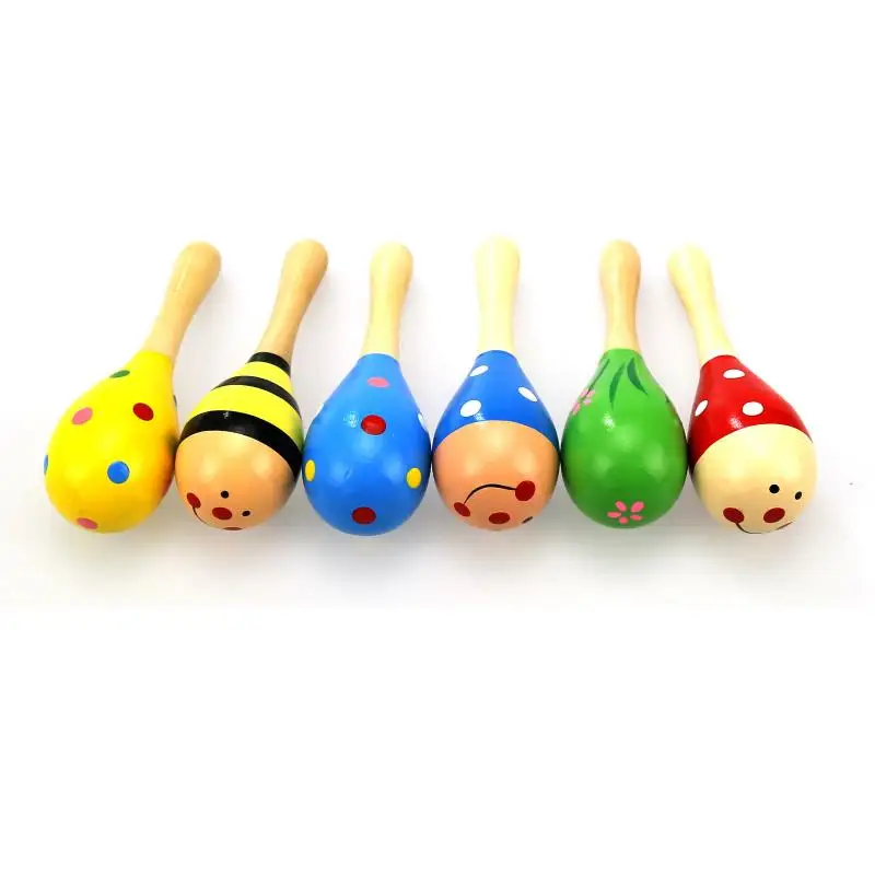 1pc Wooden Rattles Musical Instrument Baby Rattle Multicolor Sand ...