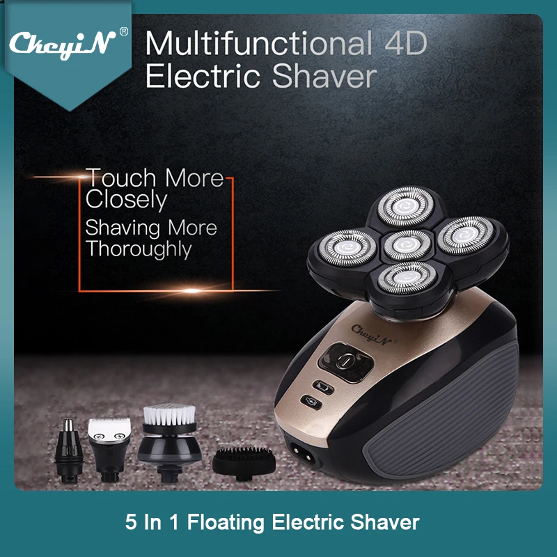 Ckeyin 5 In 1 Men's 4d Electric Shaver Rechargeable 5 Floating Heads ...