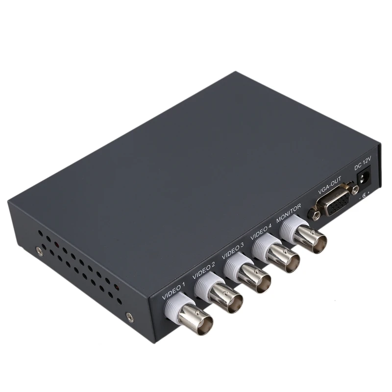 VGA 4CH Color CCTV Security Camera Video Processor Quad Splitter Remote ...