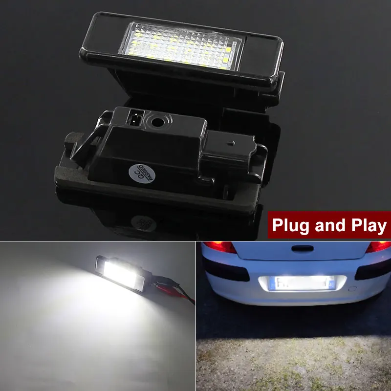 2pcs-18-LED-canbus-License-Plate-Light-Lamp-For-Peugeot-207-307-308 ...