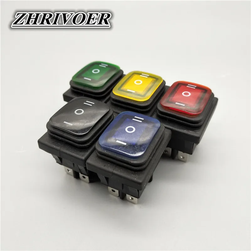 KCD4 203 20A/250VAC 30x22 Waterproof Rocker Switch 6pin DPDT ON OFF ON ...