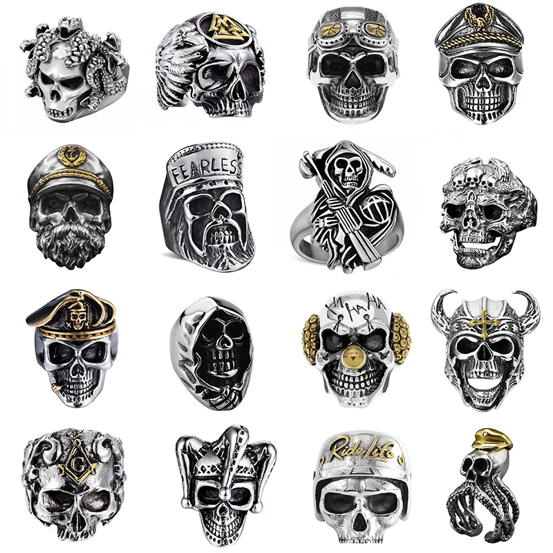 Gothic-Punk-Ring-For-Men-Retro-Skeleton-Devil-Male-Ring-Skull ...