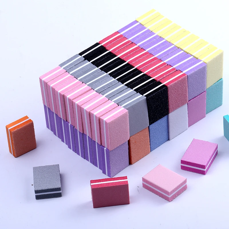10/25/50pcs Lot Double-sided Mini Nail File Blocks Colorful Sponge Nail ...