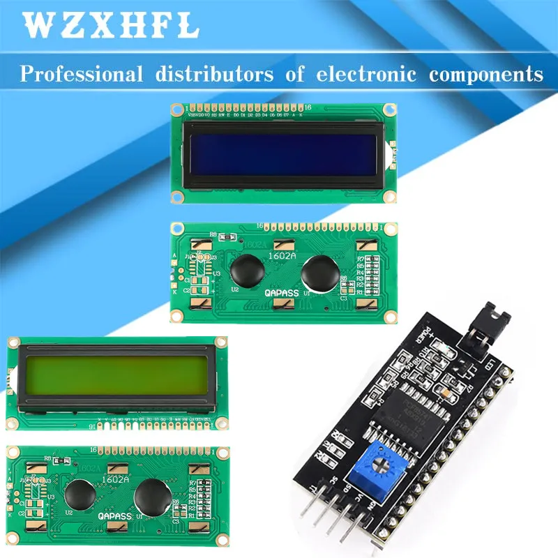 LCD Module 1602 Blue Yellow-Green Screen IIC/I2C LCD1602 5V Adapter ...
