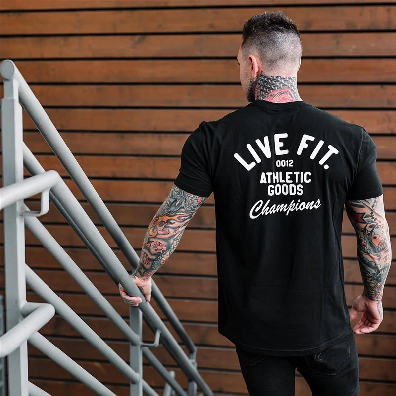 Cotton Short Sleeve Men’s Training Gym Fitness T shirt - Men's Fitness ...