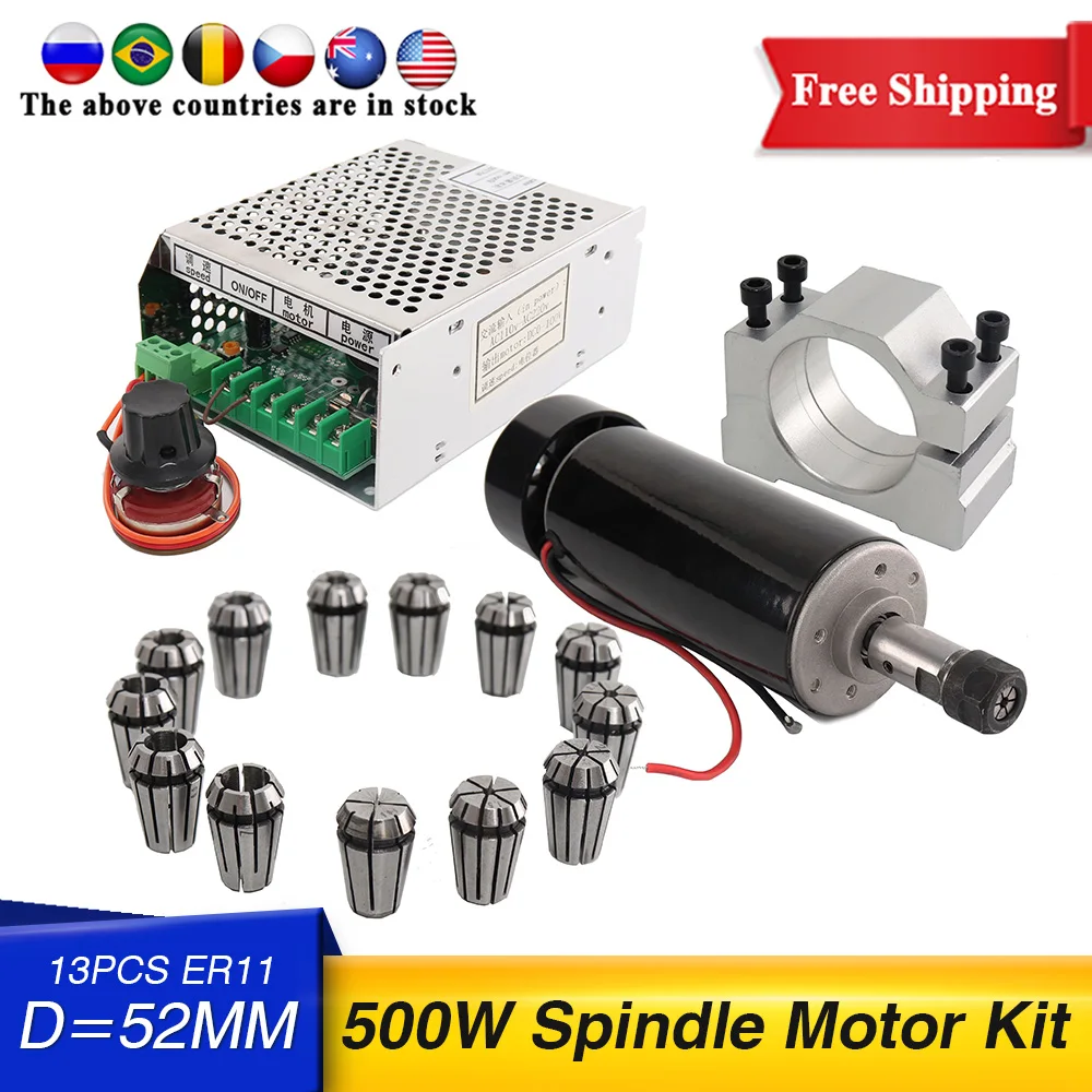 Mandril er11 500 kw refrigerado a ar, mandril cnc com eixo do motor w ...