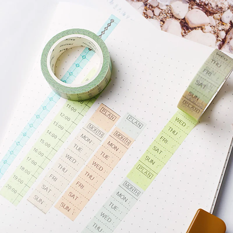 BEST Japanese Bullet Journal Stickers Washi Paper Tape Weekly 24 Hours ...