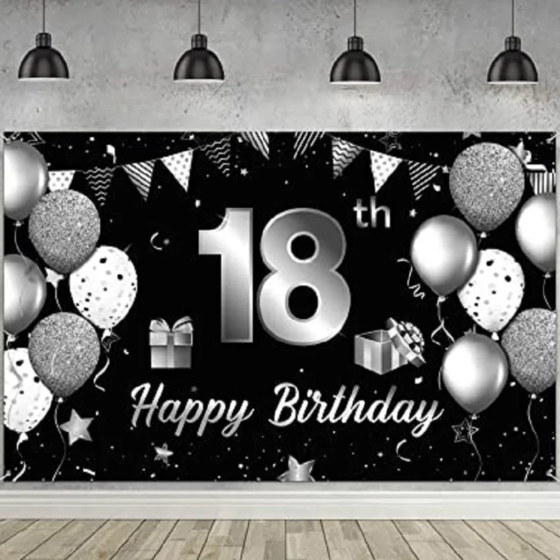 Happy 18th Birthday Banner Background Sign Poster Photography Backdrop ...