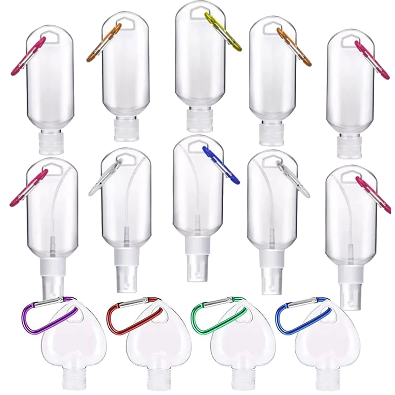 50Pcs-Travel-Plastic-Clear-Keychain-Bottles-Empty-Refillable-Hand ...