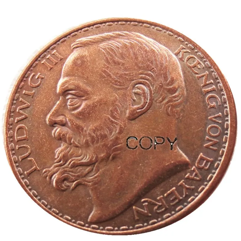 GERMAN 1913 CU Pattern 3 Mark German ST Bavaria Ludwig III Copy Coin ...