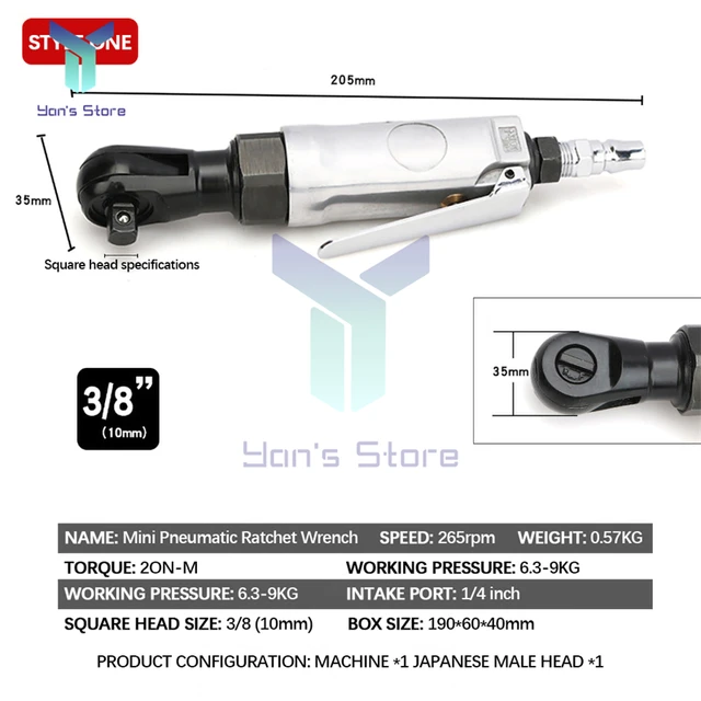 Straight Shank Mini Pneumatic Ratchet Wrench High Quality Alloy 3/8 1/4 ...