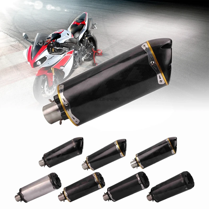 51mm 오토바이 범용 배기 파이프 머플러 오토바이 헤드 Cnc 리얼 카본 Cbr R1 R6 탈출 모토 배기배기 And 배기
