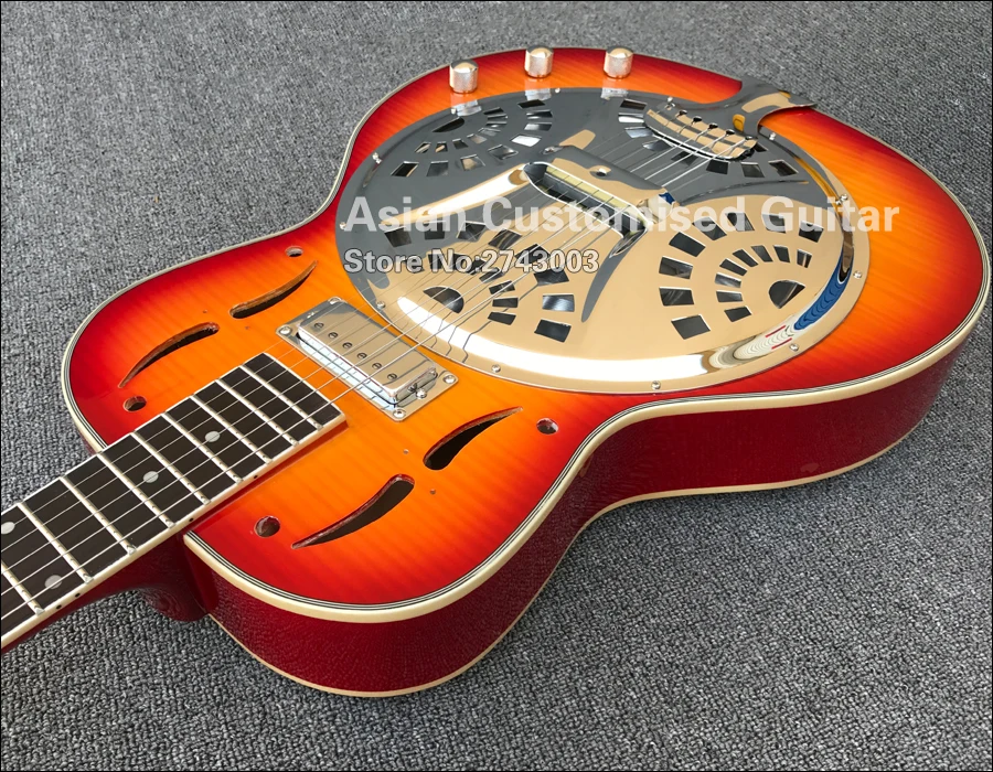 Вишневый Sunburst резонатор для Добро стали электрогитара с пламенным ...