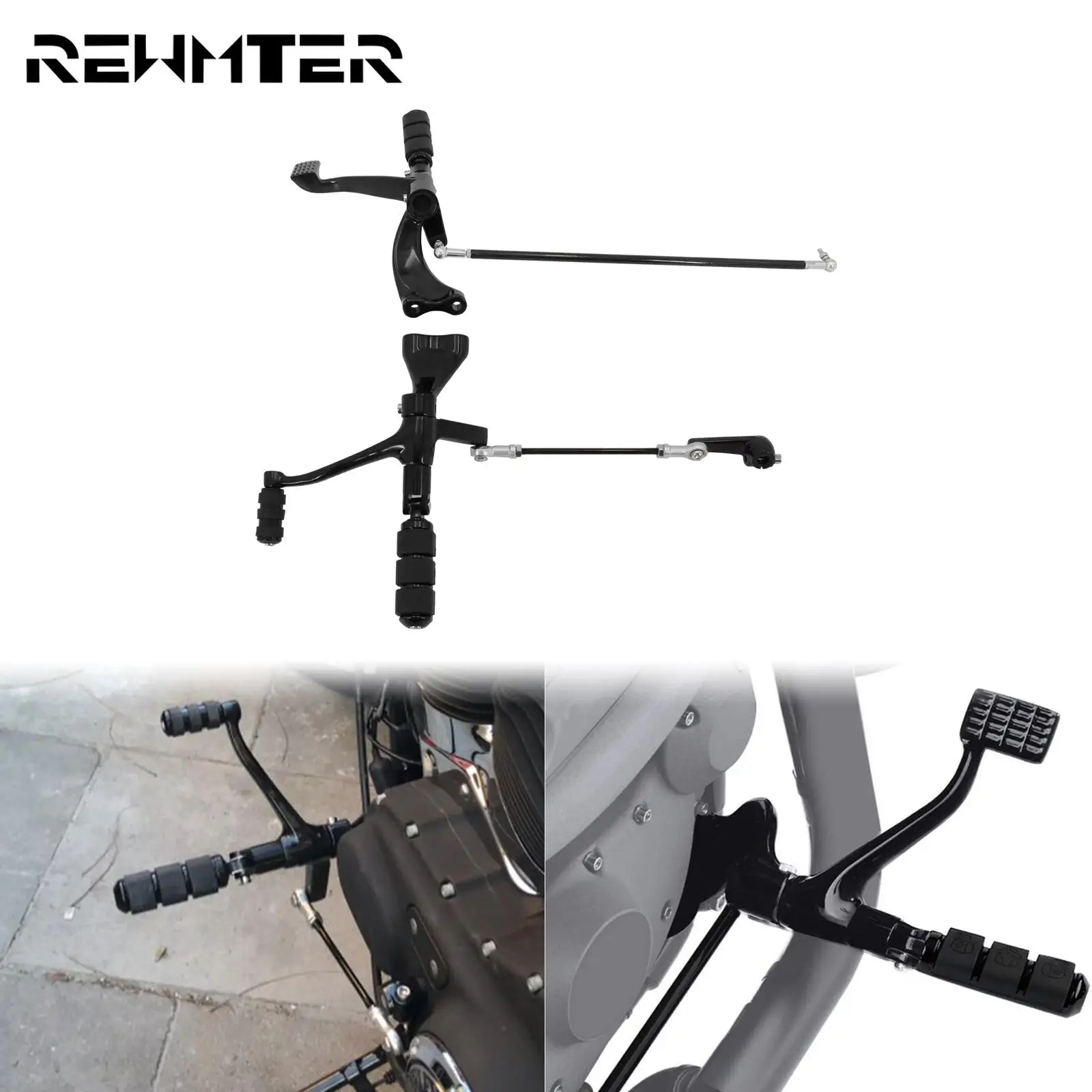 Motorcycle-Black-Forward-Controls-Complete-Kit-Pegs-Levers-Linkages-For ...