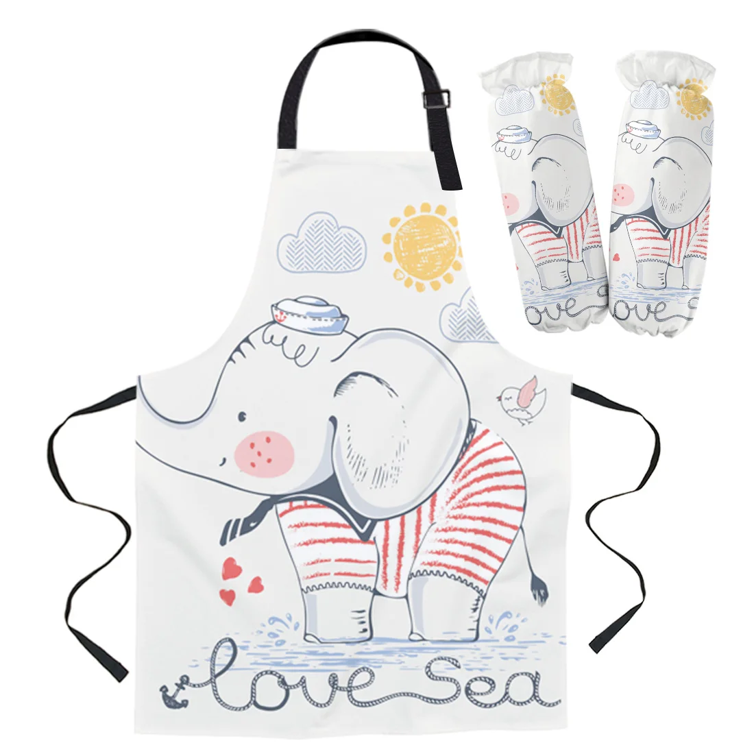 Cartoon Baby Elephant Animal Apron Oversleeve Oven Gloves Pads Cooking ...