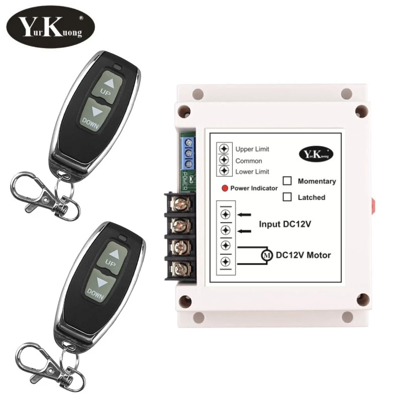 DC12V Motor Remote Control Switch 400W 2CH Motor Forwards Reverse Up ...