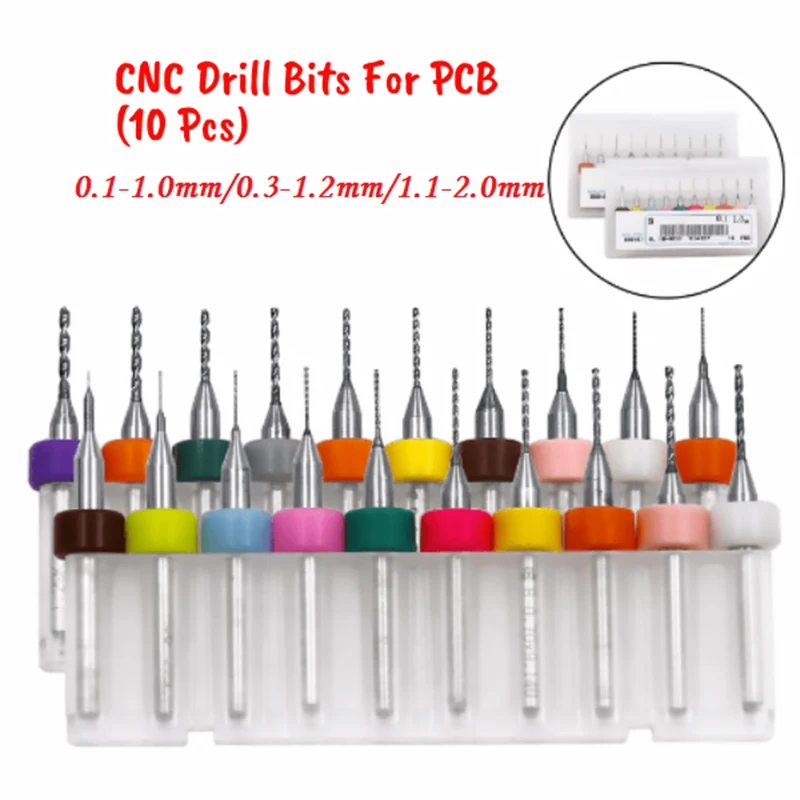 A set of 0.3-1.2mm Tungsten Steel Carbide PCB CNC drill Bits Milling ...