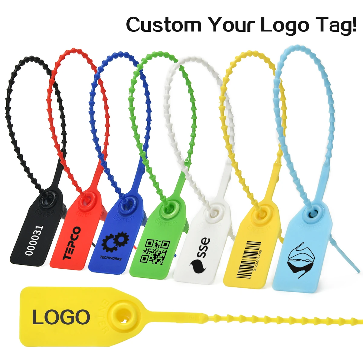 100 Plastic Seals Security Seal Custom Zip Ties Off White Labels Logo ...