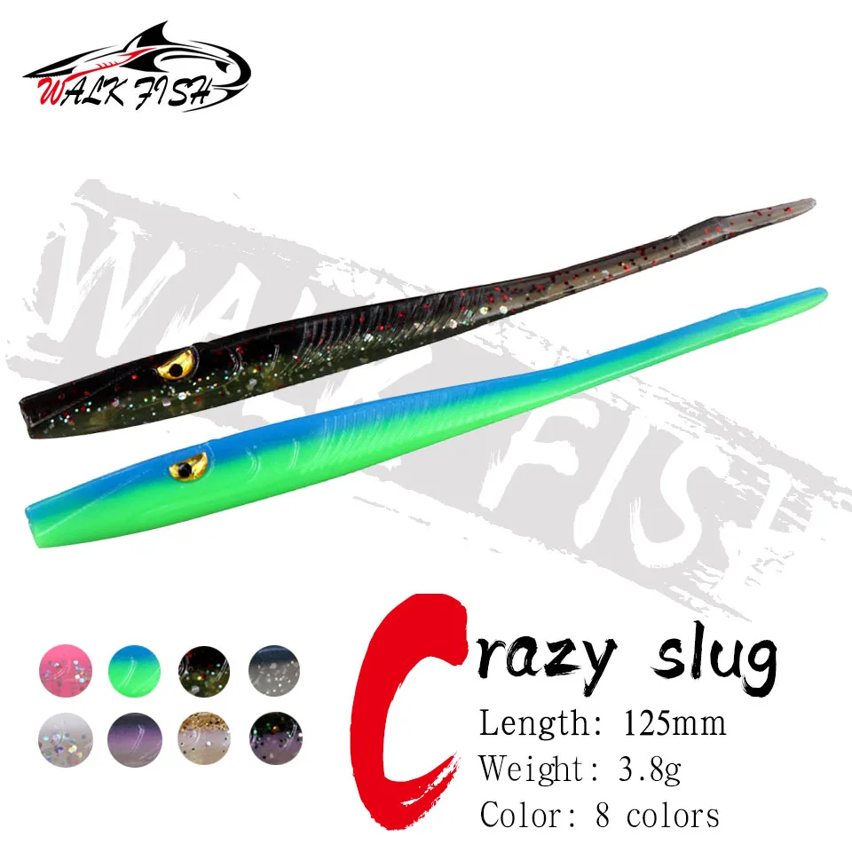 WALK FISH 6pcs/bag Crazy Slug Soft Fishing Lure 125mm 3.8g Artificial ...