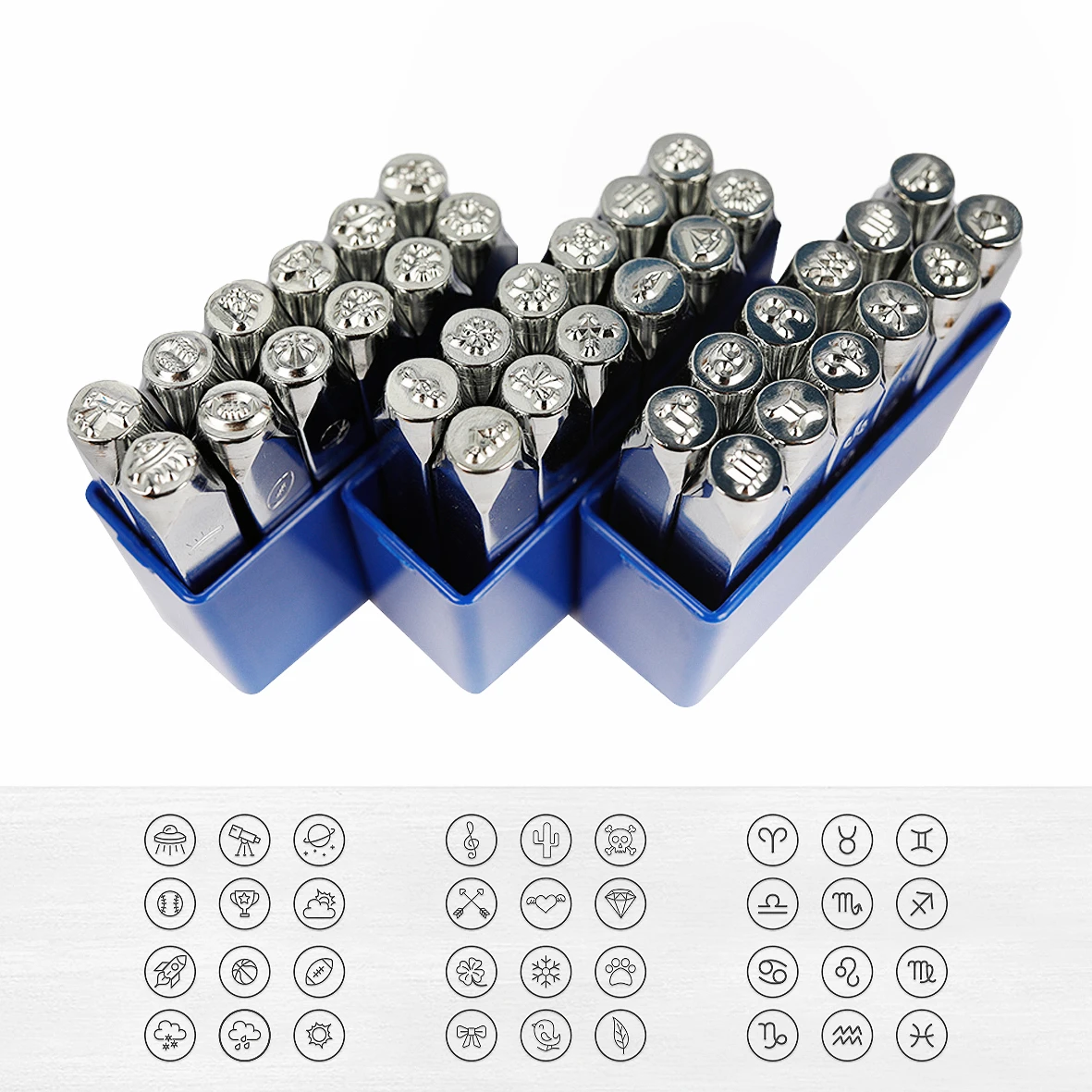 12pcs Diy Metal Punch Metal Stamping Kit Constellation Leather Stamps ...