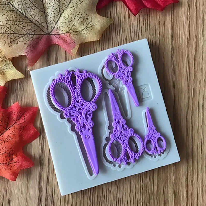 Four Size Scissors Shape Cake Chocolate Mould Silicone Fondant Gum ...