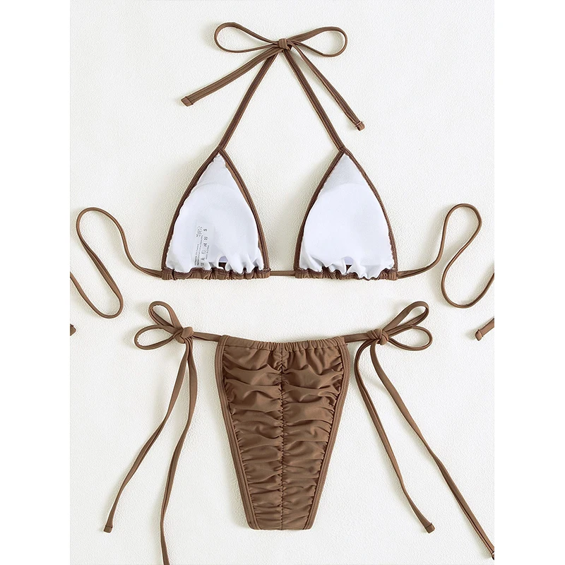 Solid Micro Bikini Sexy String Swimsuit Women Thong Bathing Suits Swimwear - FondMart