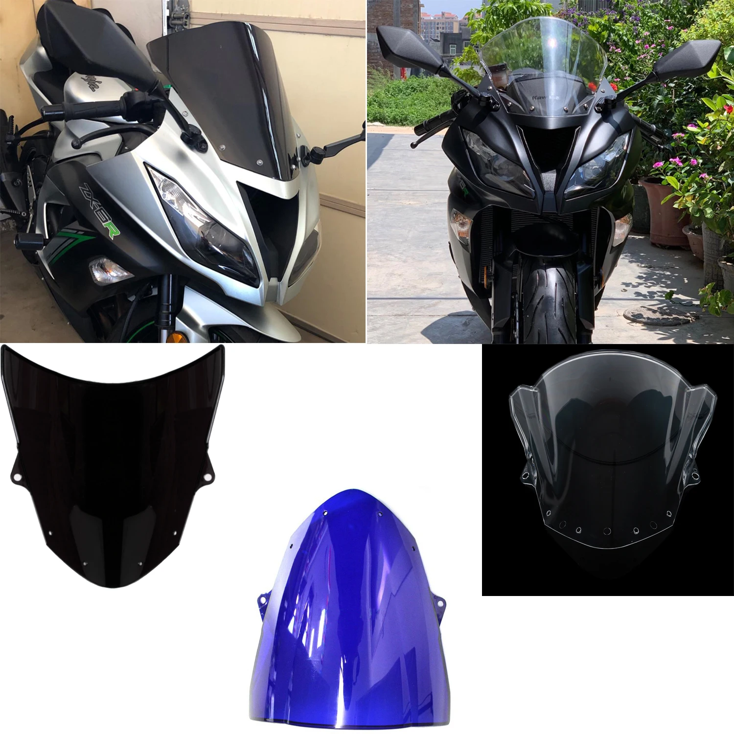 Motorcycle-Windshield-Windscreen-Air-Wind-Deflector-For-Kawasaki-Ninja ...