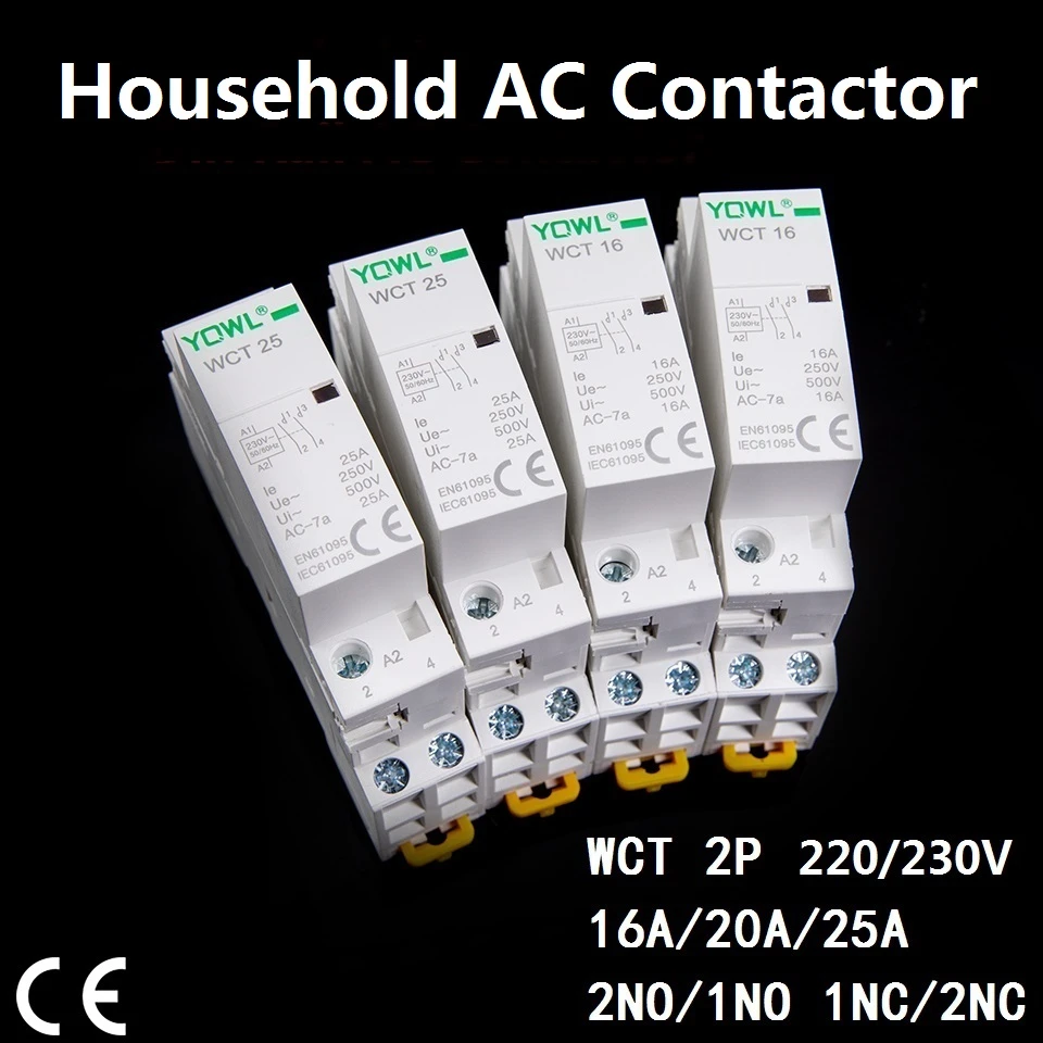 Contactor 1 25 2P 16A 20A 25A 220V/230V 50/60HZ Din Rail Contactor AC ...