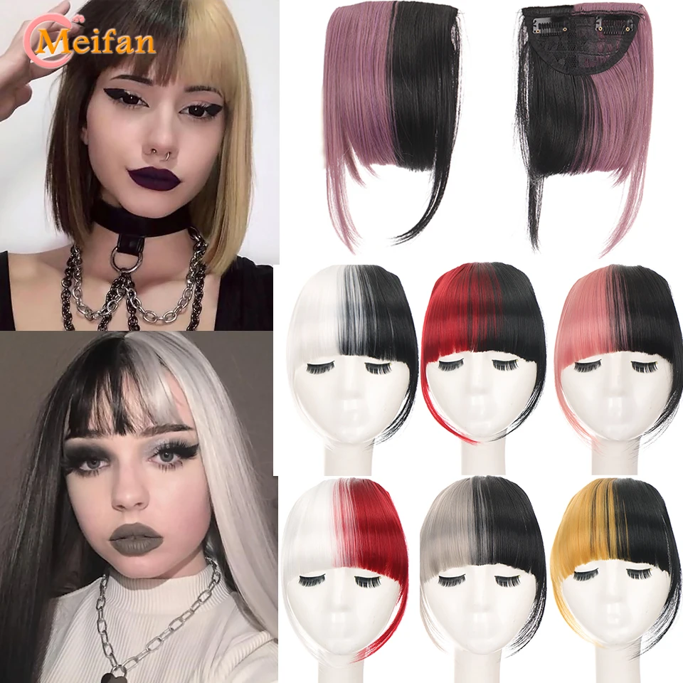 Accessoires coiffure,postiche frange synthétique courte noire,faux ...