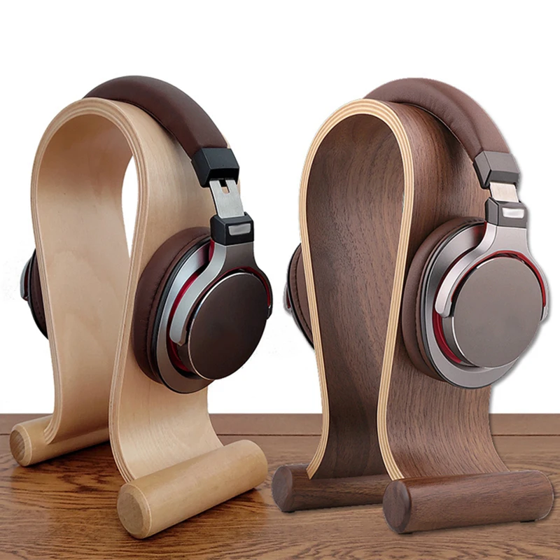 Universal-Walnut-Wood-Headphone-Stand-Solid-Wood-Earphone-Hanger ...